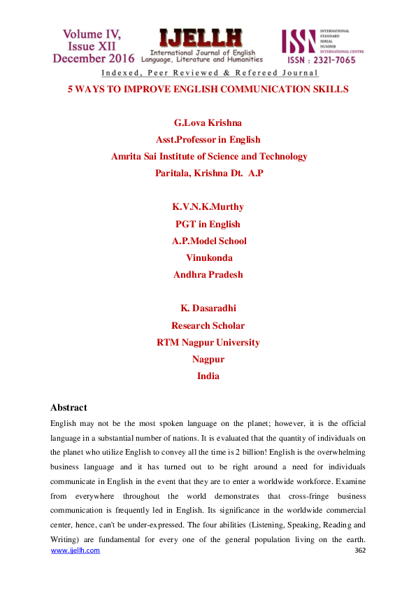 (PDF) 5 WAYS TO IMPROVE ENGLISH COMMUNICATION SKILLS