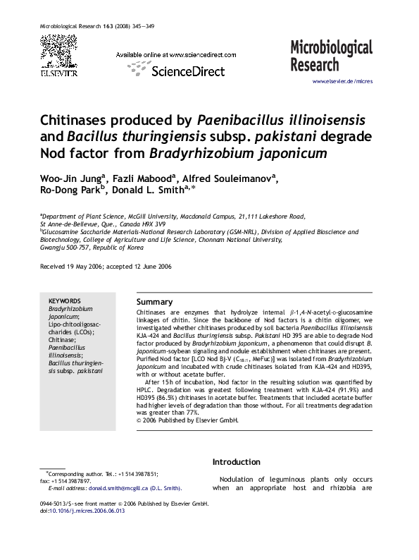 (PDF) Chitinases produced by Paenibacillus illinoisensis and Bacillus thuringiensis subsp ...