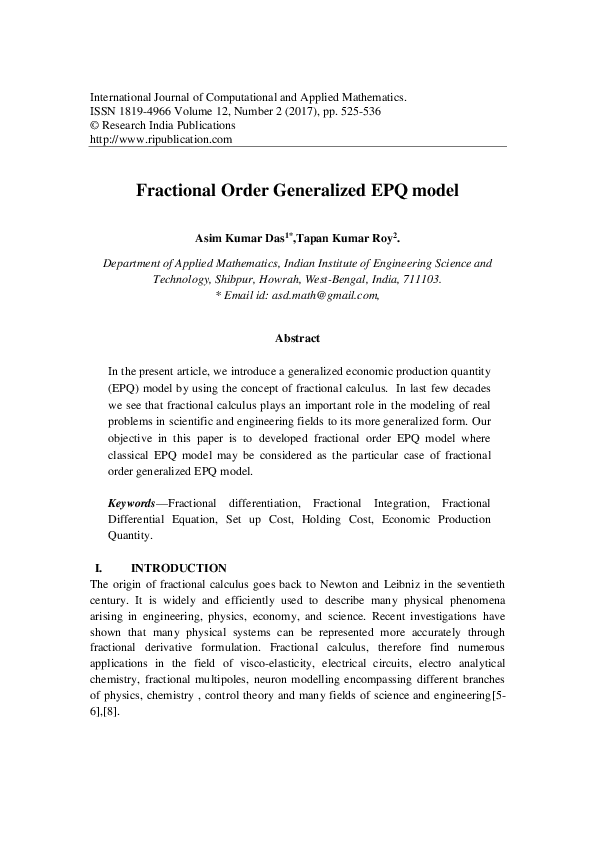 (PDF) Fractional Order Generalized EPQ model