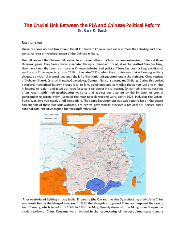 (DOC) The Crucial Link Between the PLA and Chinese Political Reform