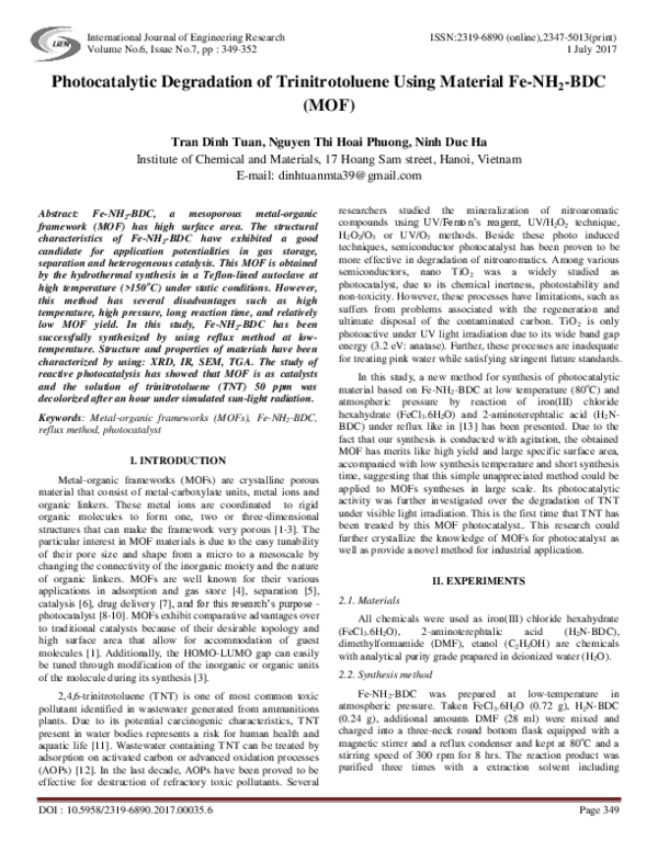 (PDF) Photocatalytic Degradation of Trinitrotoluene Using Material Fe ...