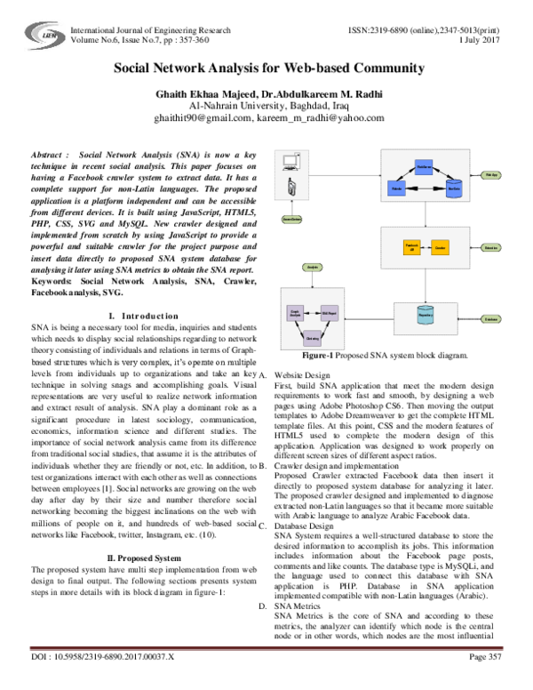 (PDF) Social Network Analysis for Web-based Community