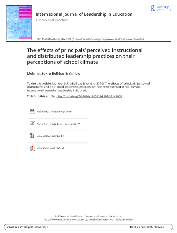 (PDF) The effects of principals' perceived instructional and distributed leadership practices on ...