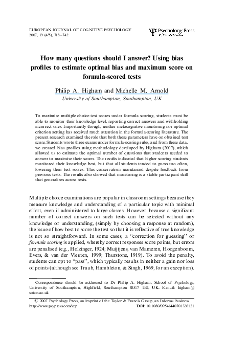 (PDF) How many questions should I answer? Using bias profiles to ...