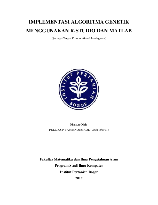 (PDF) IMPLEMENTASI ALGORITMA GENETIK MENGGUNAKAN R-STUDIO DAN MATLAB