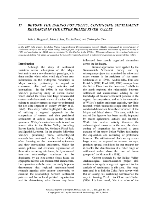 (PDF) Beyond the Baking Pot Polity: Continuing Settlement Research in ...