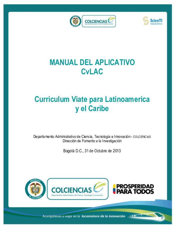 (PDF) MANUAL DEL APLICATIVO CvLAC Curriculum Viate para Latinoamerica y ...