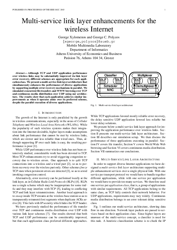 (PDF) Multi-service link layer enhancements for the wireless Internet