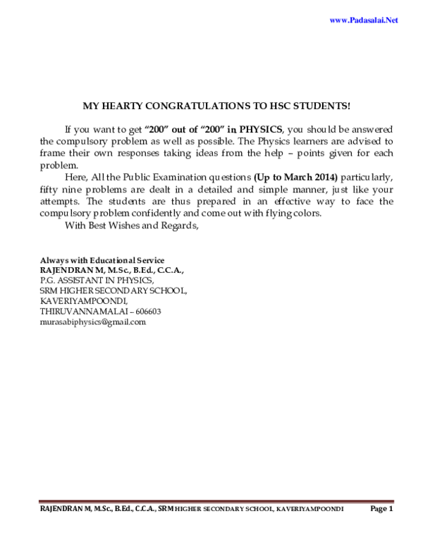 (PDF) MY HEARTY CONGRATULATIONS TO HSC STUDENTS