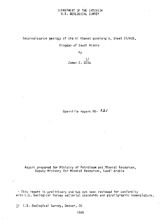 (PDF) Reconnaissance geology of the Al Abanat quadrangle