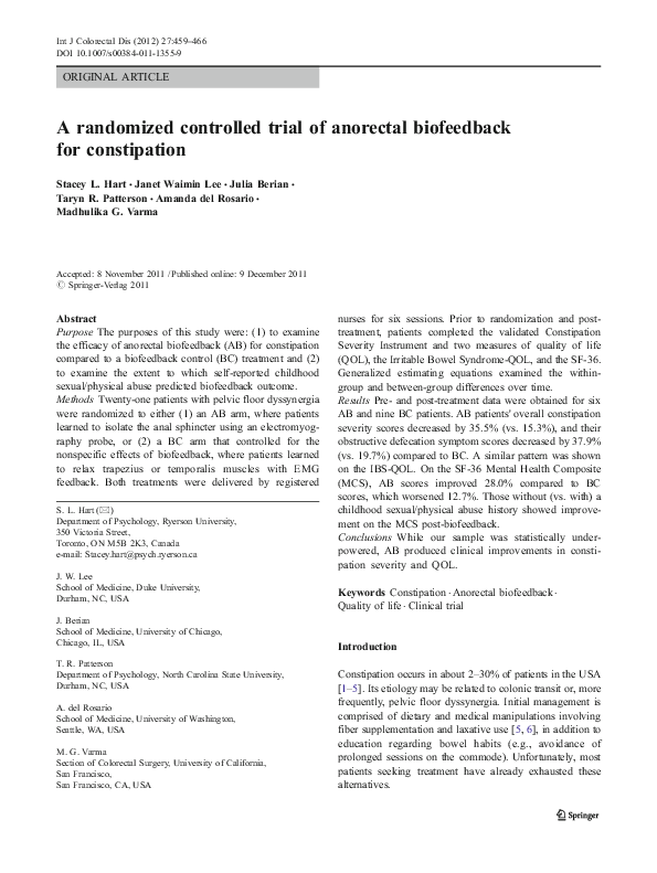 (PDF) A randomized controlled trial of anorectal biofeedback for ...