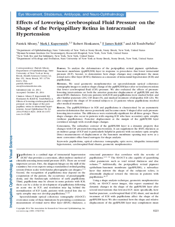 (PDF) Effects of lowering cerebrospinal fluid pressure on the shape of ...