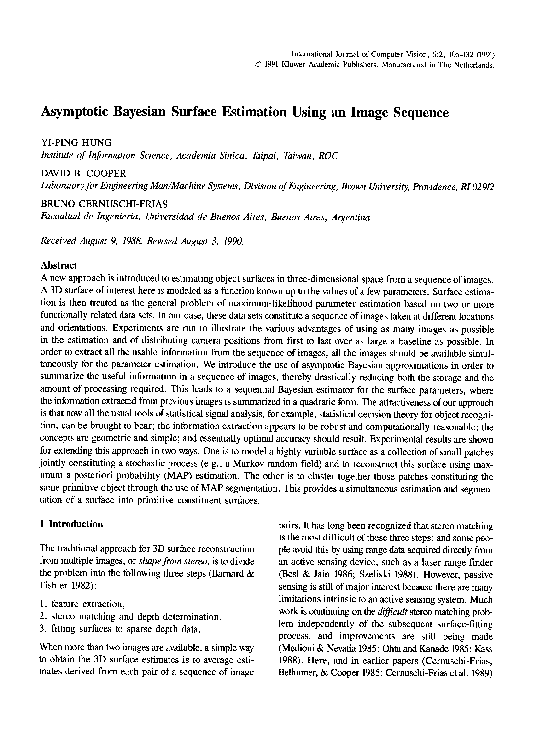 Pdf Asymptotic Bayesian Surface Estimation Using An Image Sequence