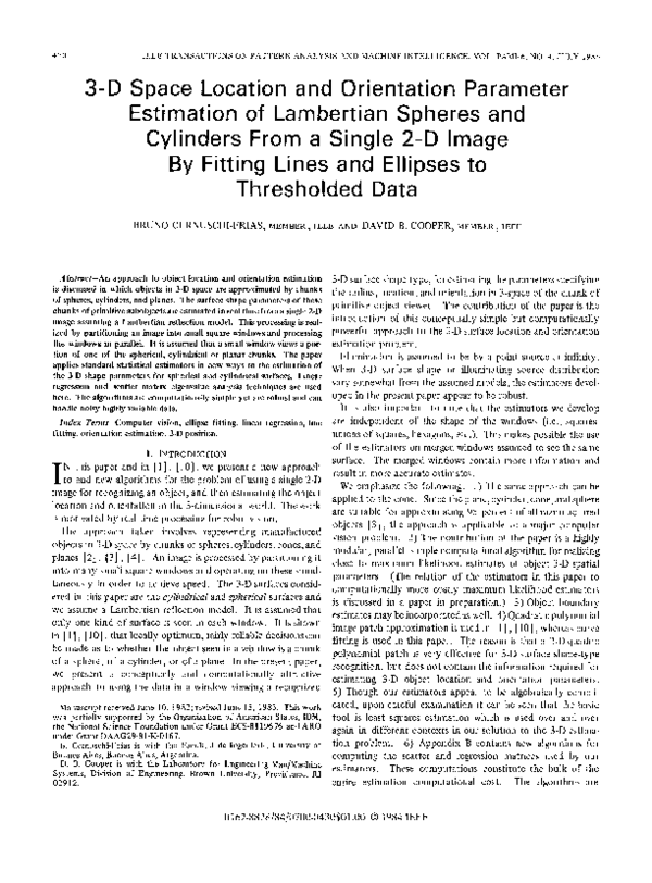 (PDF) 3-D Space Location and Orientation Parameter Estimation of Lambertian Spheres and ...