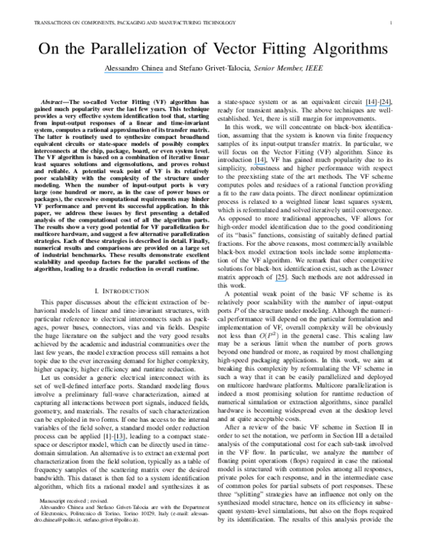 (PDF) On the Parallelization of Vector Fitting Algorithms