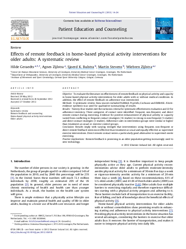 (PDF) Effects of remote feedback in home-based physical activity interventions for older adults ...