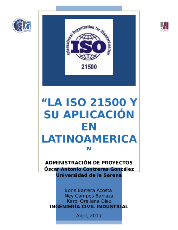 (DOC) LA ISO 21500 Y SU APLICACIóN EN LATINOAMERICA