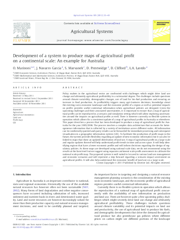 (PDF) Development of a system to produce maps of agricultural profit on ...