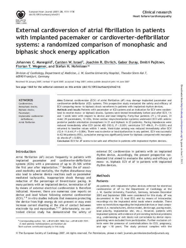 (PDF) External cardioversion of atrial fibrillation in patients with ...