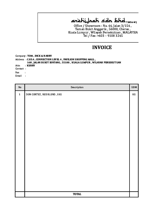 (XLS) Invoice & Delivery Order | Abd. Muthalib Zainon - Academia.edu