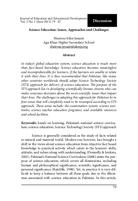 (PDF) Science Education: Issues, Approaches and Challenges (Vol. 2 No ...