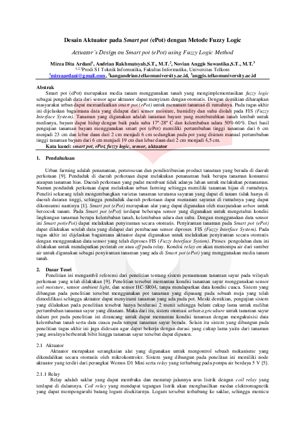(PDF) Desain Aktuator pada Smart pot (ePot) dengan Metode Fuzzy Logic Actuator's Design on Smart ...