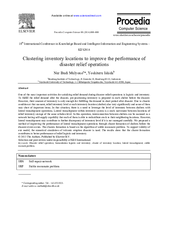 (PDF) Clustering Inventory Locations to Improve the Performance of ...