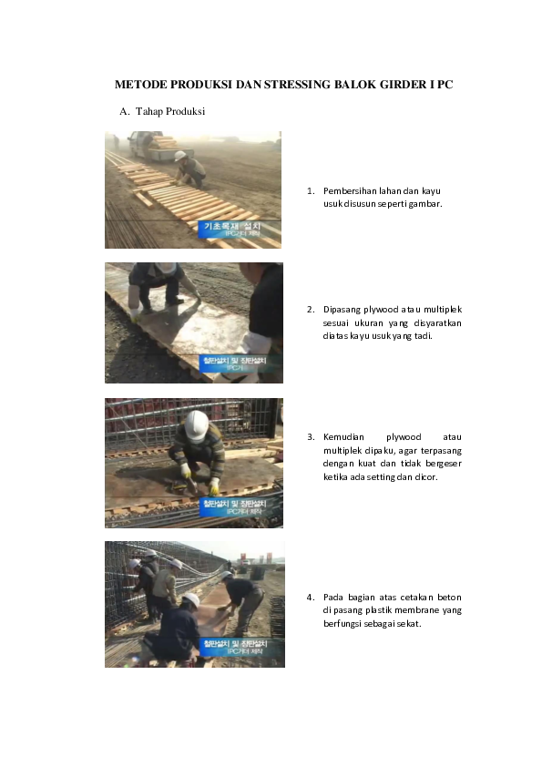 (DOC) METODE PRODUKSI DAN STRESSING BALOK GIRDER I PC