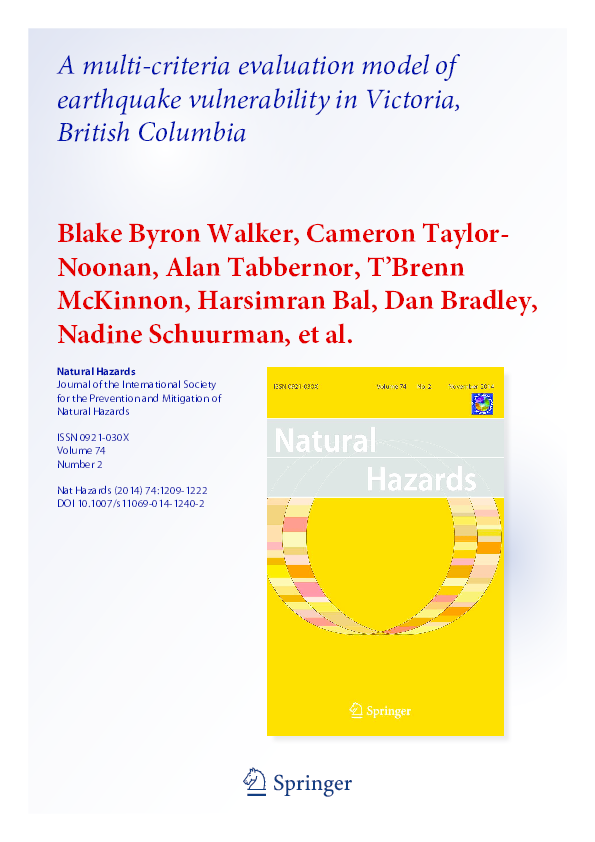 Pdf A Multi Criteria Evaluation Model Of Earthquake Vulnerability In Victoria British Columbia
