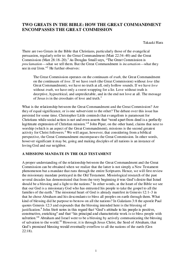 (DOC) TWO GREATS IN THE BIBLE: HOW THE GREAT COMMANDMENT ENCOMPASSES ...