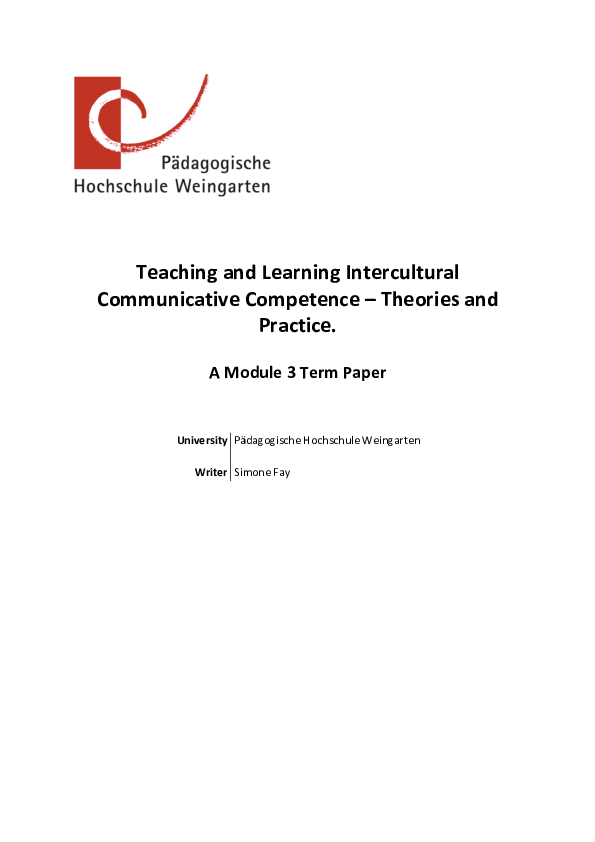 (PDF) Teaching and Learning Intercultural Communicative Competence – Theories and Practice.