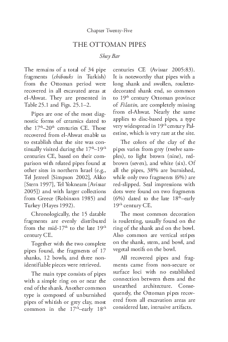 (PDF) Chapter Twenty-Five THE OTTOMAN PIPES El-Ahwat report
