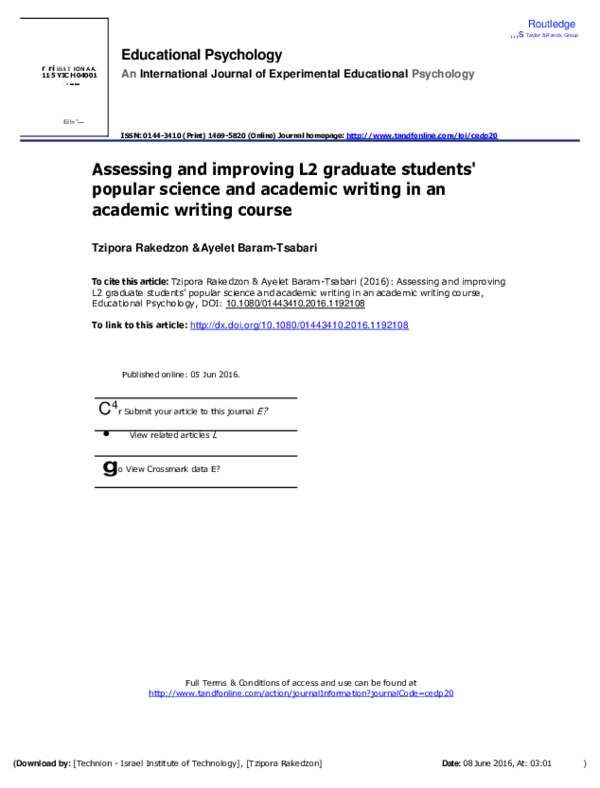 (DOC) Assessing and improving L2 graduate students’ popular science and ...