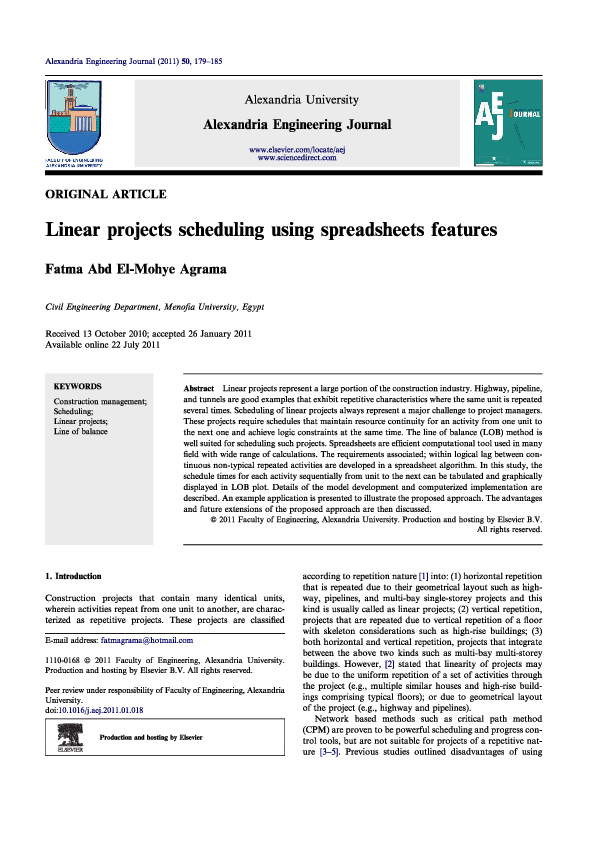 Pdf Linear Projects Scheduling Using Spreadsheets Features Marcelo