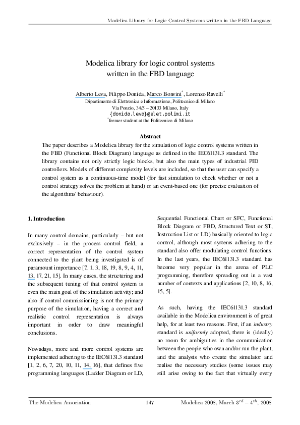 (PDF) Modelica library for logic control systems written in the FBD ...