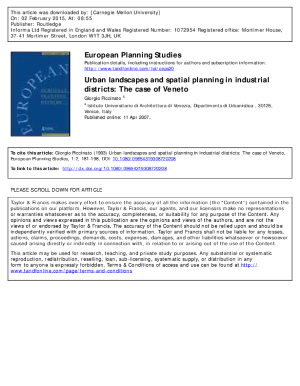 (PDF) European Planning Studies Urban landscapes and spatial planning ...