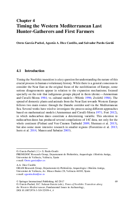 (PDF) Timing the Western Mediterranean Last Hunter-Gatherers and First ...