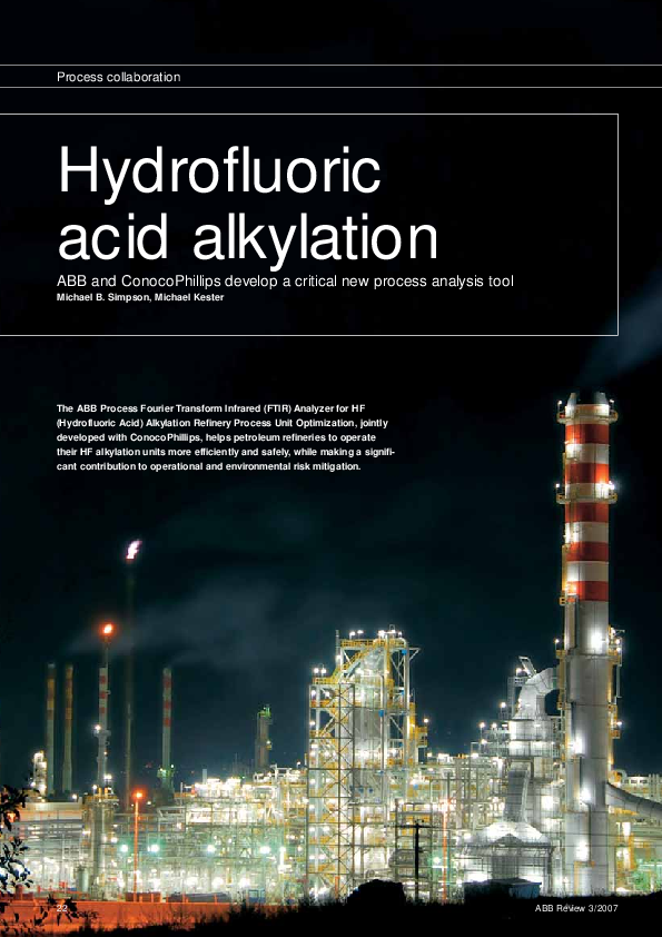 (PDF) Hydrofluoric acid alkylation ABB and ConocoPhillips develop a ...