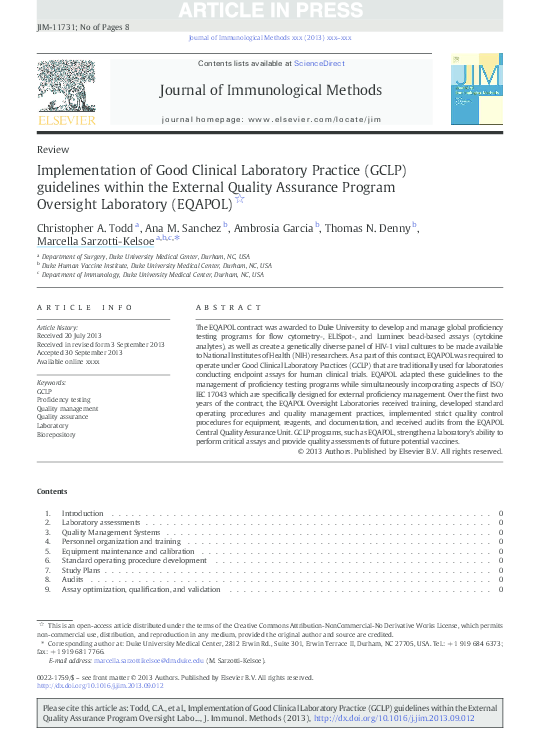 (PDF) Implementation of Good Clinical Laboratory Practice (GCLP ...