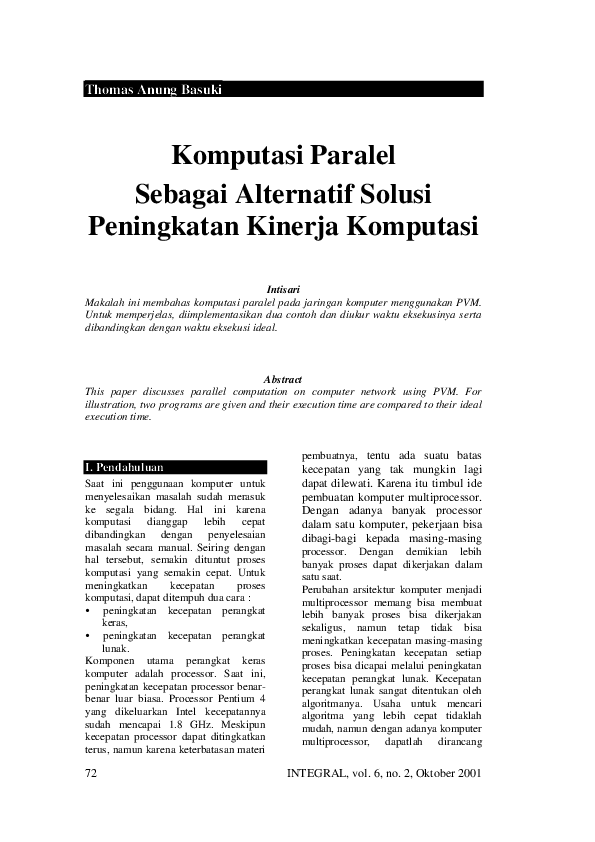 (PDF) Komputasi Paralel Sebagai Alternatif Solusi Peningkatan Kinerja ...