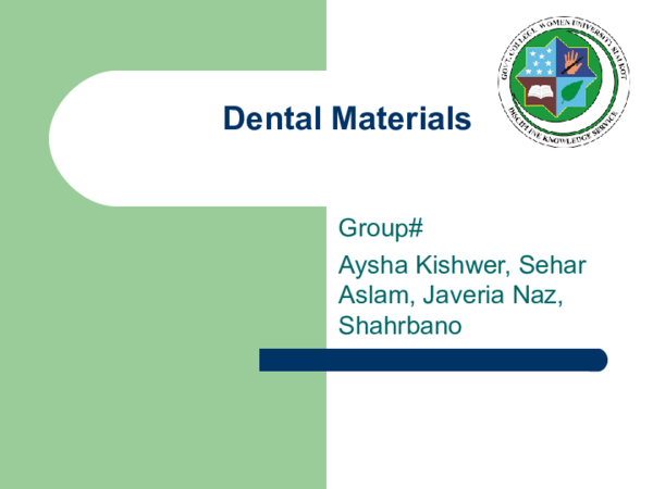 (PPT) Introduction to Dental Materials