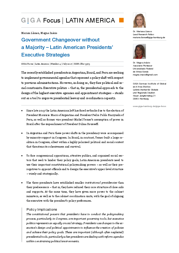 (PDF) Focus | LATIN AMERICA Government Changeover without a Majority ...