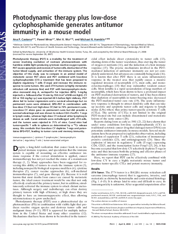 (PDF) Photodynamic therapy plus low-dose cyclophosphamide generates ...