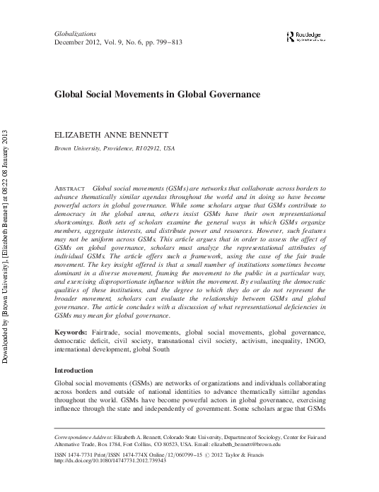 (PDF) Global Social Movements in Global Governance