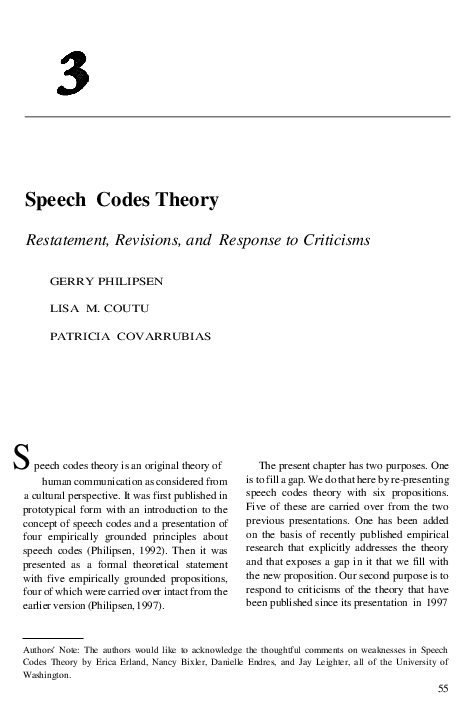 (PDF) Speech Codes Theory Restatement, Revisions, and Response to ...