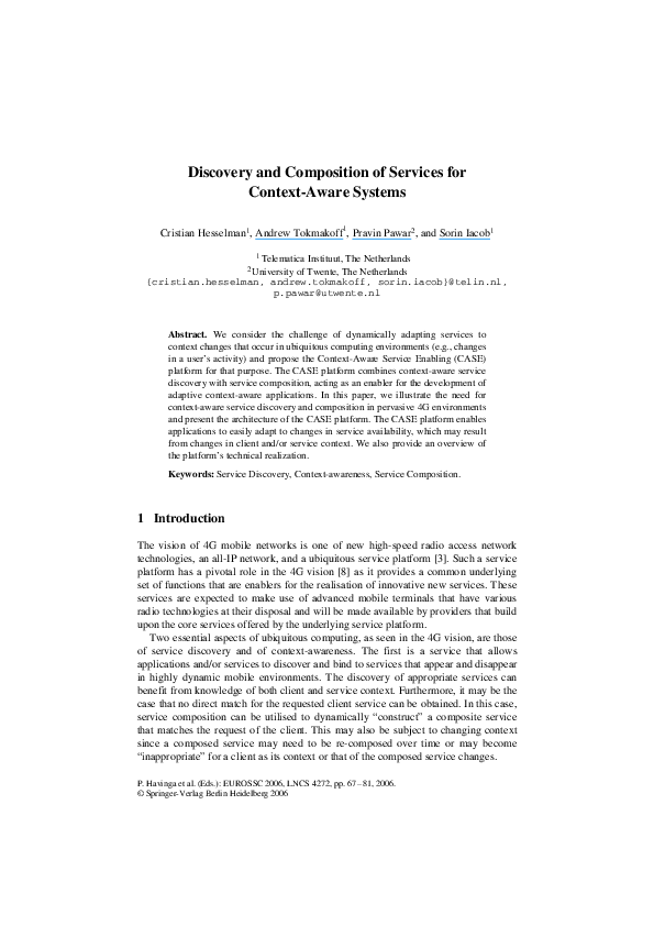 (PDF) Discovery and Composition of Services for Context-Aware Systems