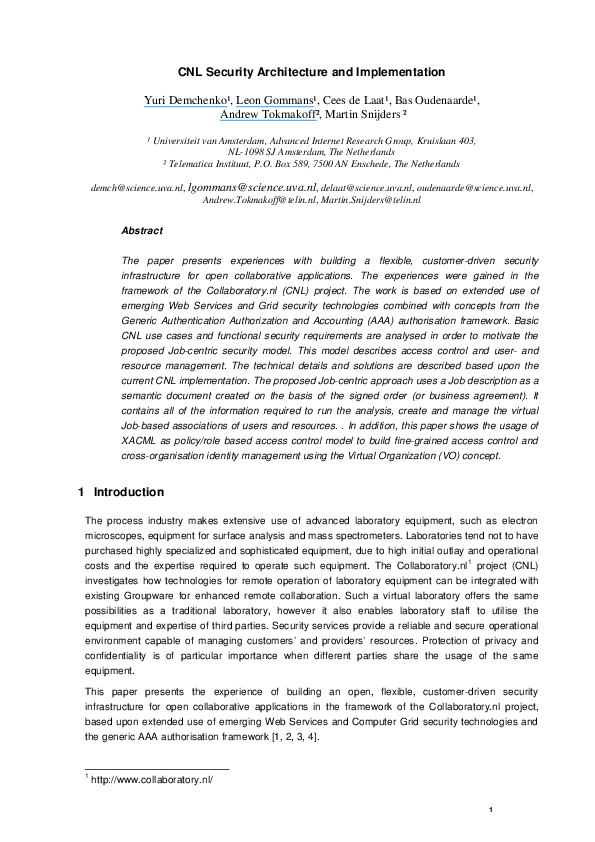 (PDF) CNL Security Architecture and Implementation | Andrew Tokmakoff ...