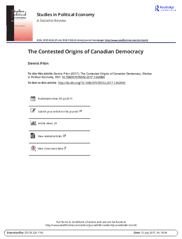(PDF) The Contested Origins of Canadian Democracy