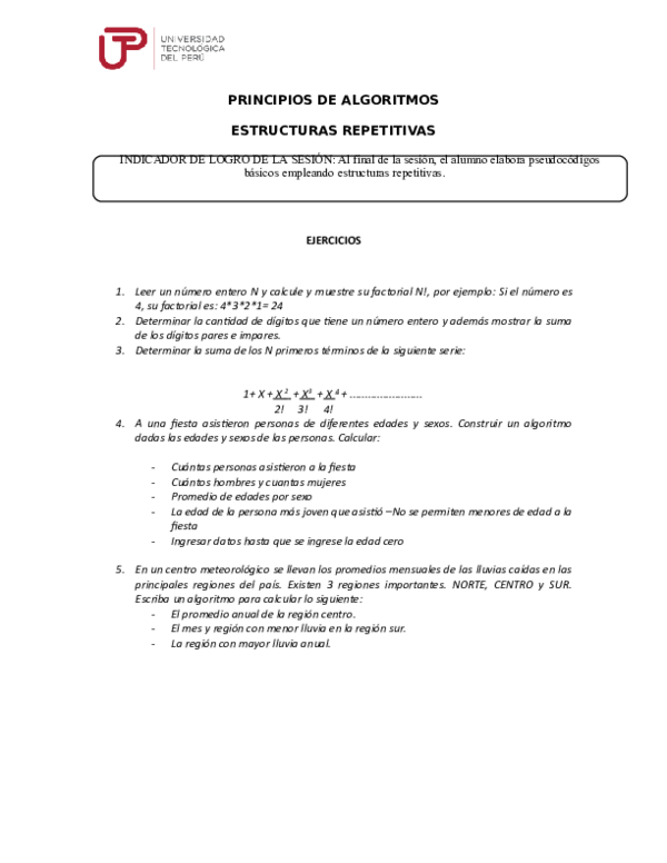 (DOC) PRINCIPIOS DE ALGORITMOS ESTRUCTURAS REPETITIVAS EJERCICIOS (DOC) PRINCIPIOS DE ALGORITMOS ESTRUCTURAS REPETITIVAS EJERCICIOS