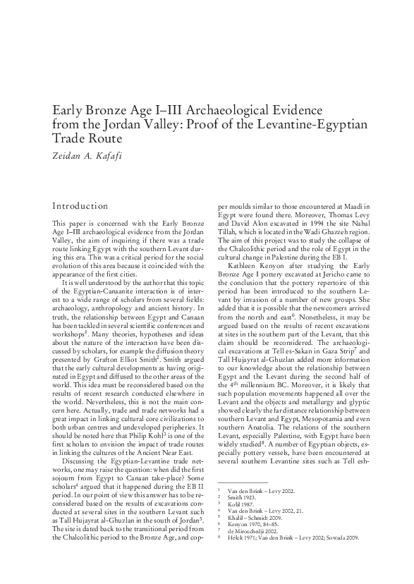 (PDF) Early Bronze Age I–III Archaeological Evidence from the Jordan ...